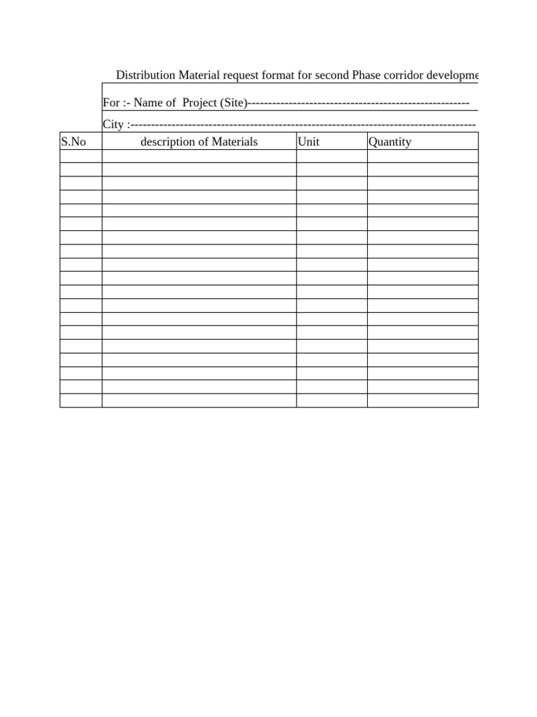 Construction Material Request Form | PDF