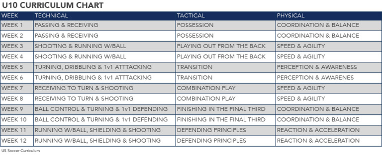U10 Curriculum Chart | PDF