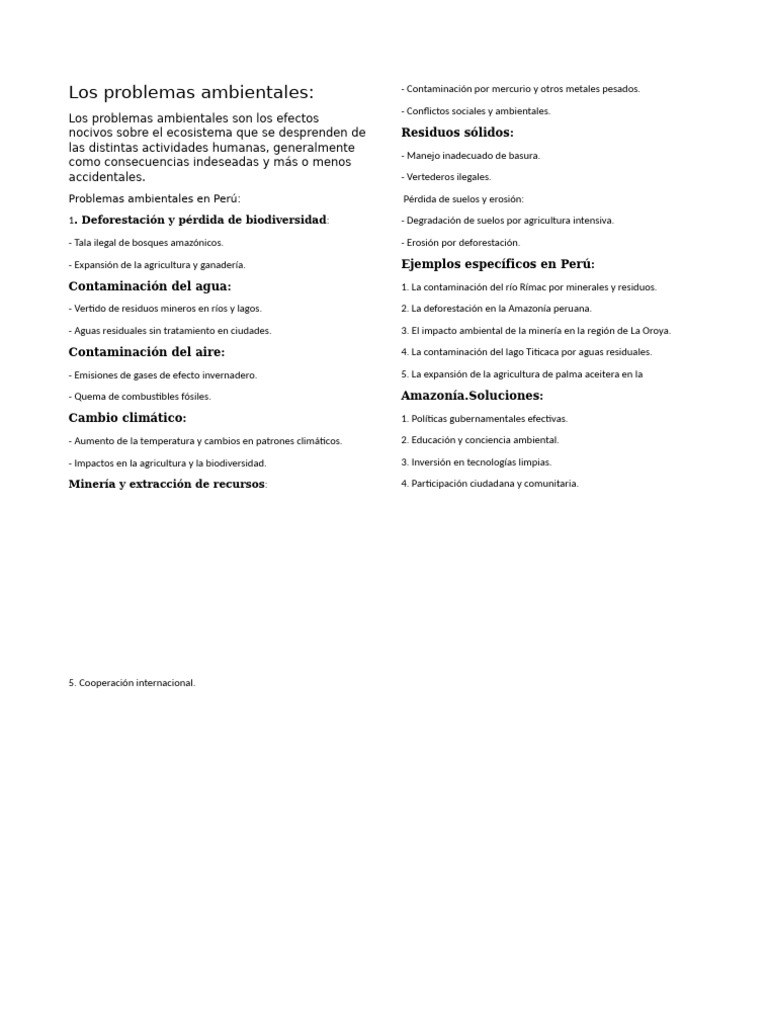 Problemas ambientales en Perú: causas y soluciones | PDF | Ciencia y ...