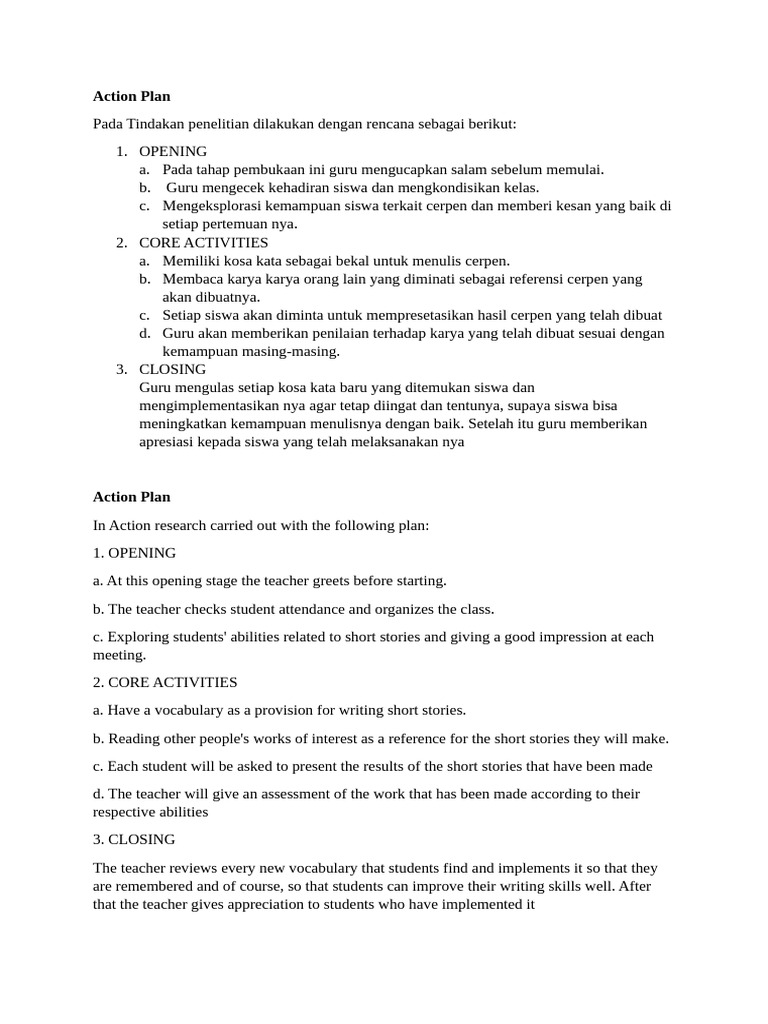 Action Plan - Proposal CAR | PDF