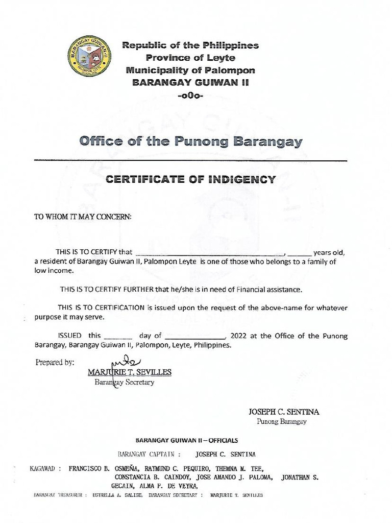 Guiwan II Indigency | PDF