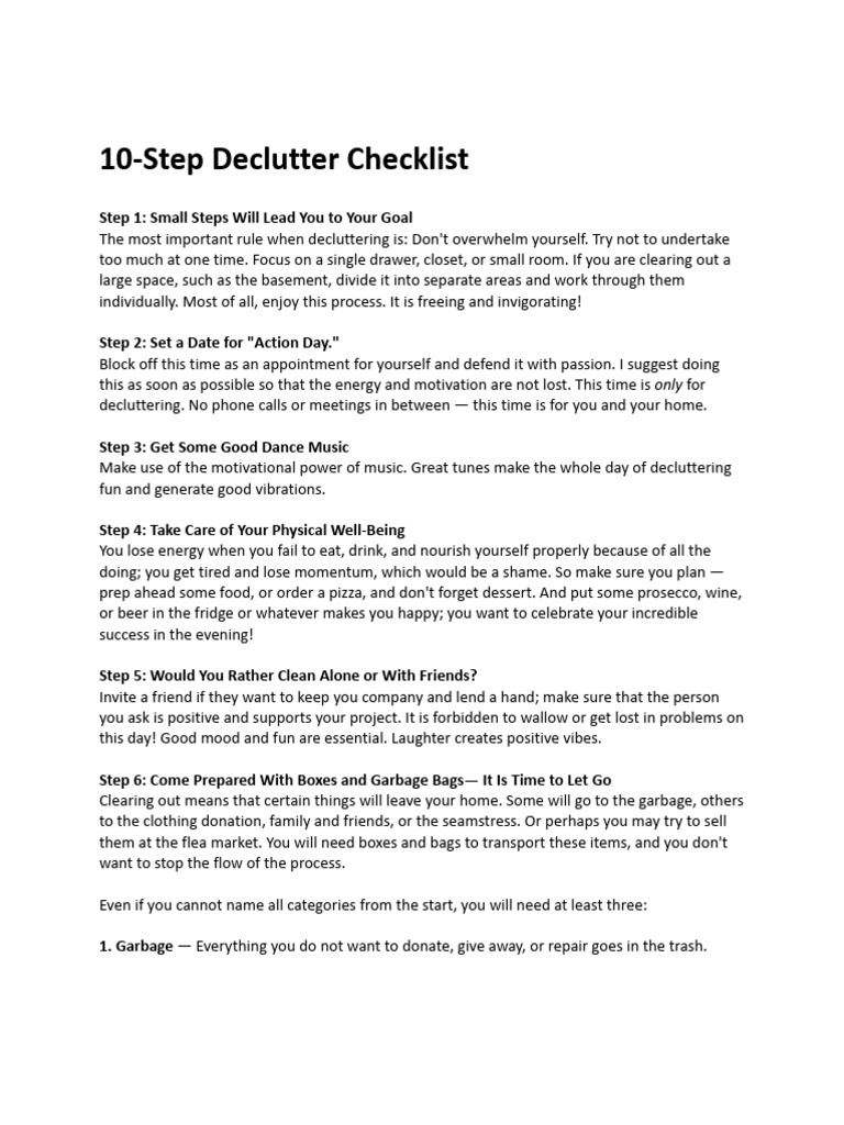 10-Step Declutter Guide | PDF