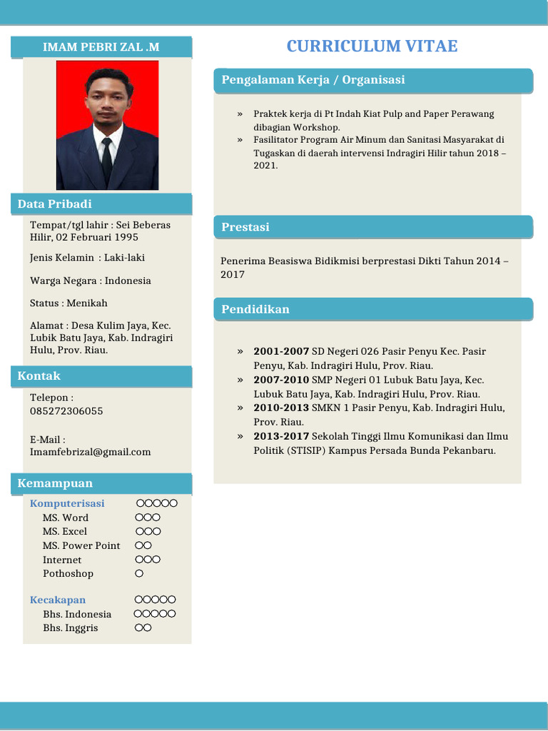 CV Imam - Pendamping Bumdes | PDF | Karier & Perkembangan | Pengembangan Diri