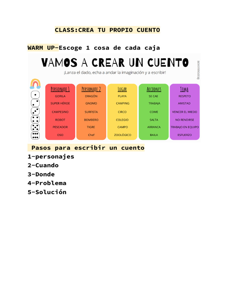 Class - Crea Tu Propio Cuento | PDF