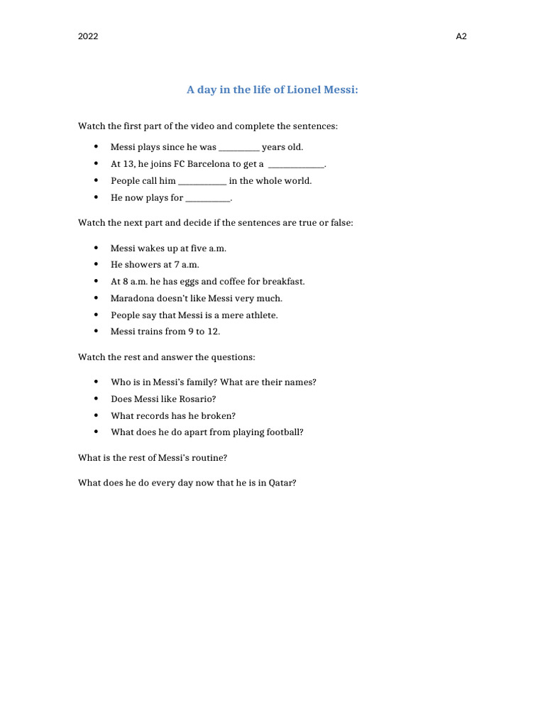 A Day in The Life of Lionel Messi | PDF