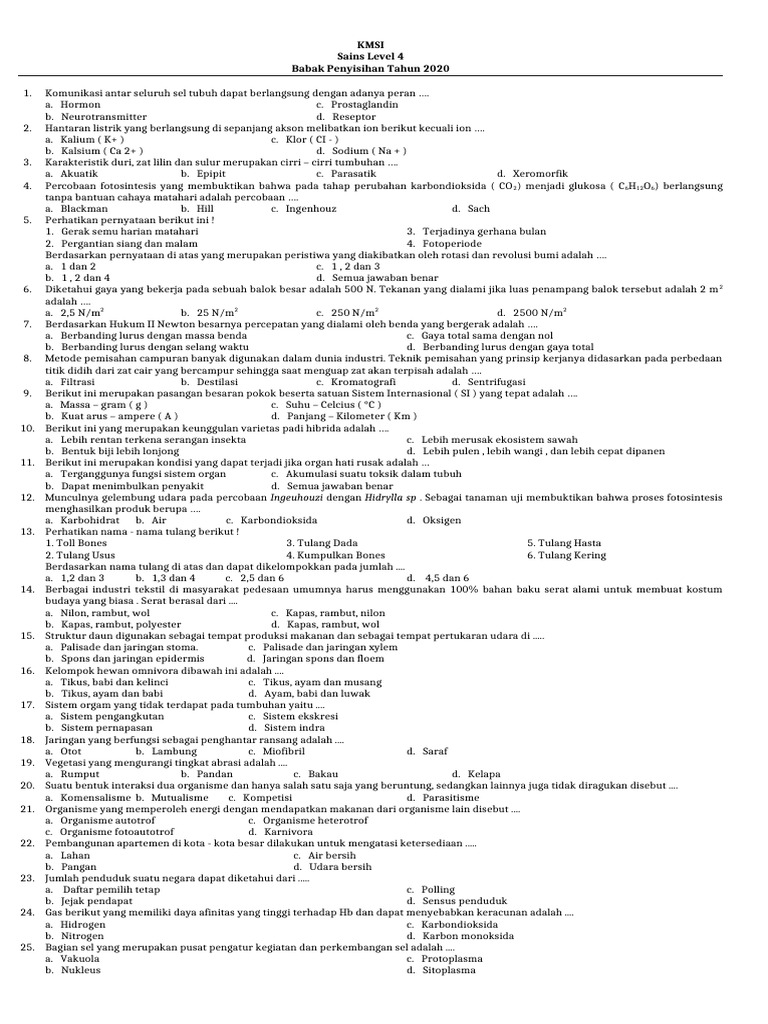 Sains Level 4 KMSI | PDF | Sains & Matematika
