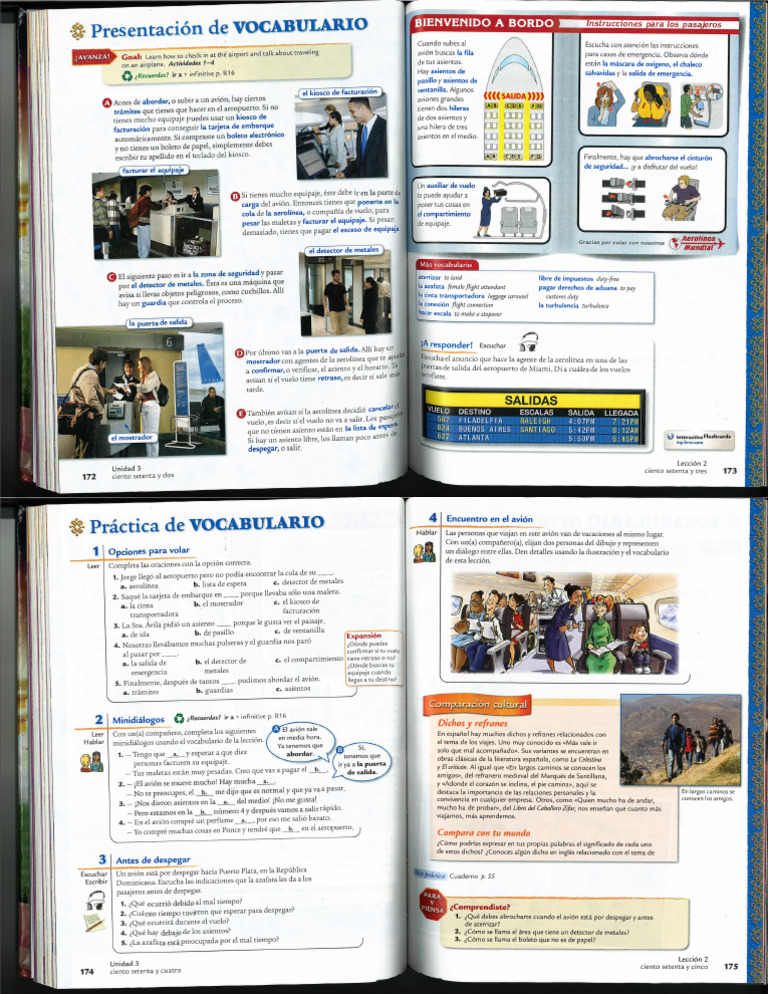 Avancemos 4 Vocabulario Aeropuerto | PDF