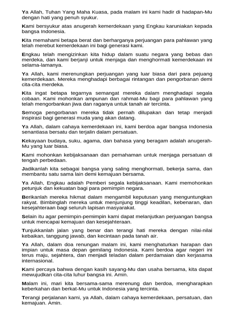 Teks Doa Malem 17 Agustus Di Kota Mojokerto | PDF | Agama & Spiritualitas