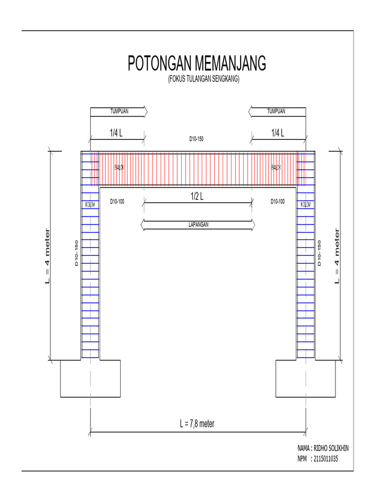 Potongan Memanjang: (Fokus Tulangan Sengkang) | PDF