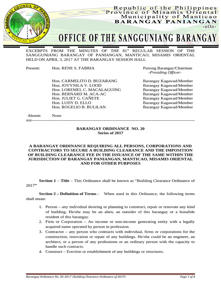 ORDINANCE NO. 20 - Building Permit | PDF | Fee | Local Ordinance
