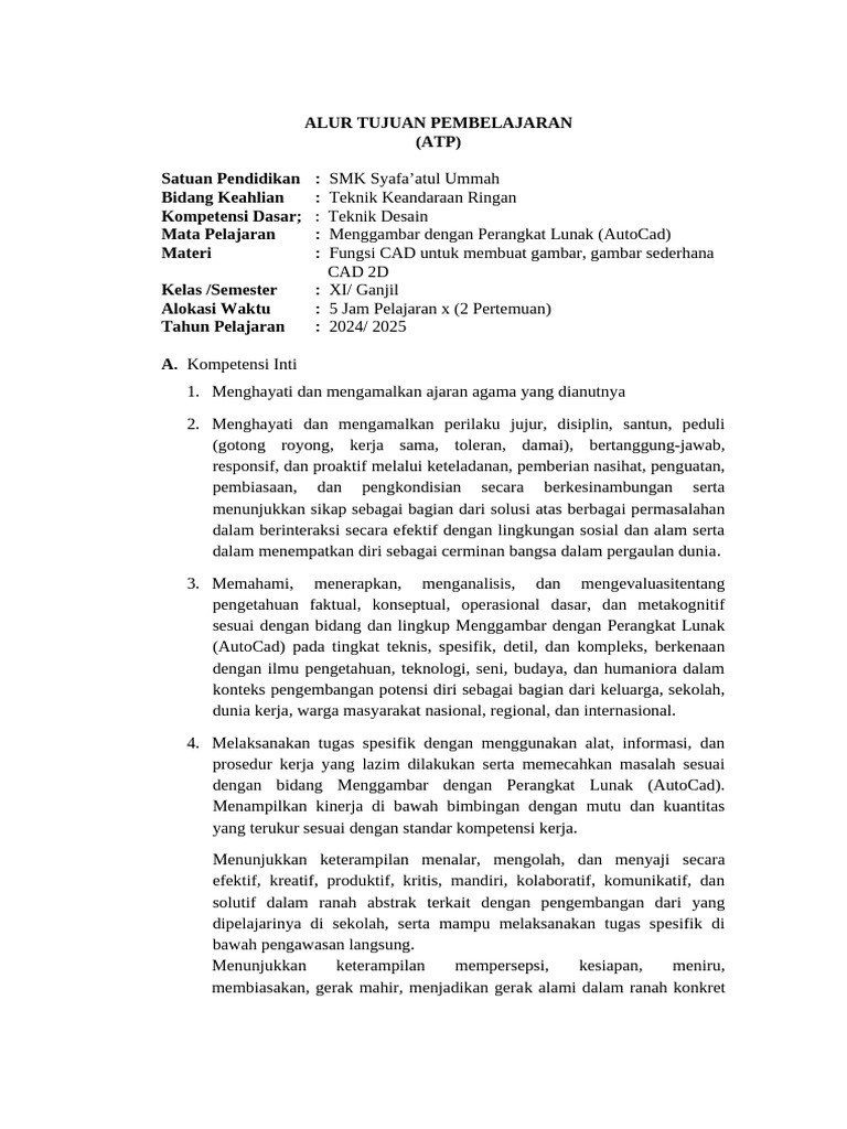 Jobsheet Menggambar CAD 2D SMK | PDF