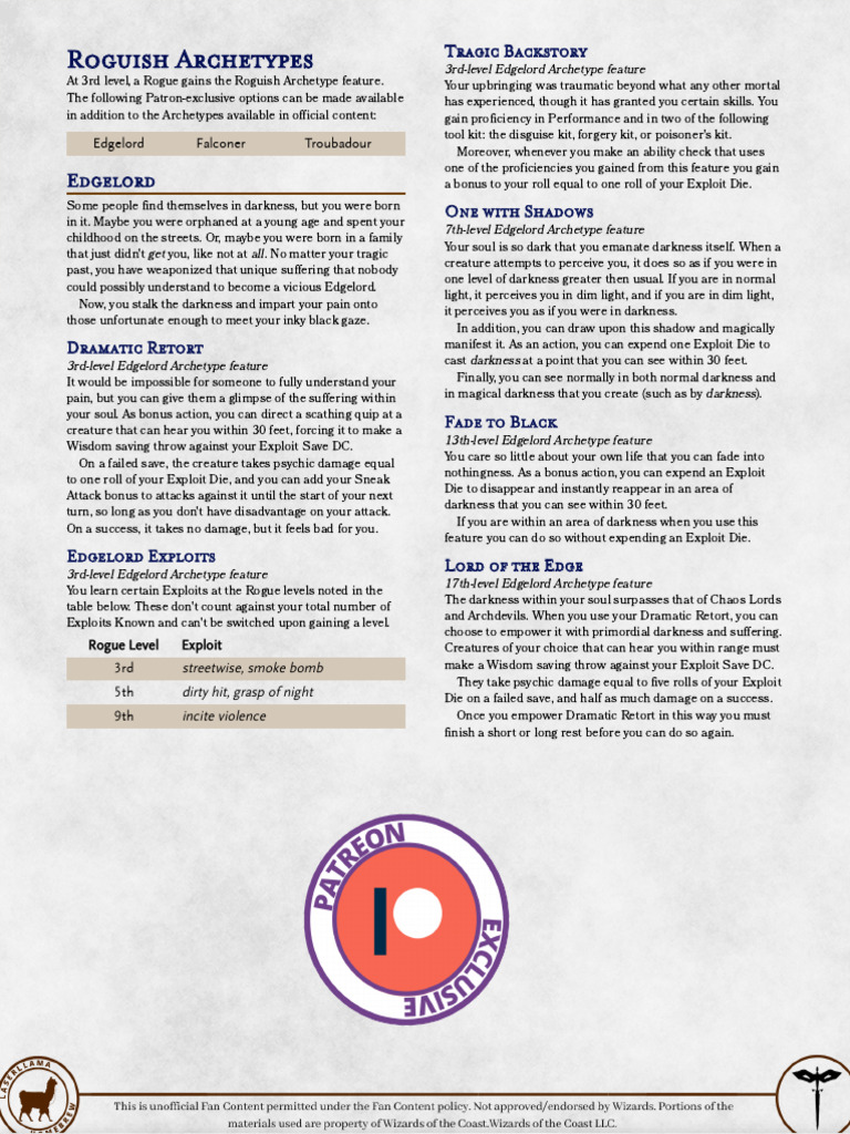 Roguish Archetypes for D&D Characters | PDF | License | Derivative Work