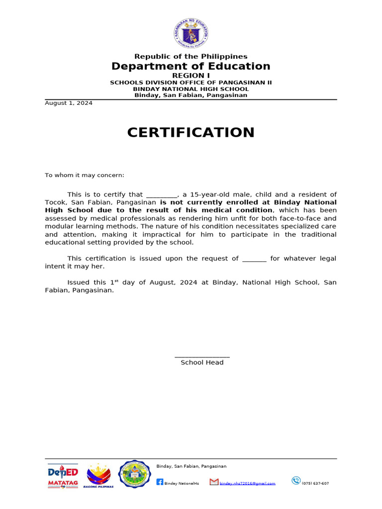 Certificate of Non Enrolment | PDF