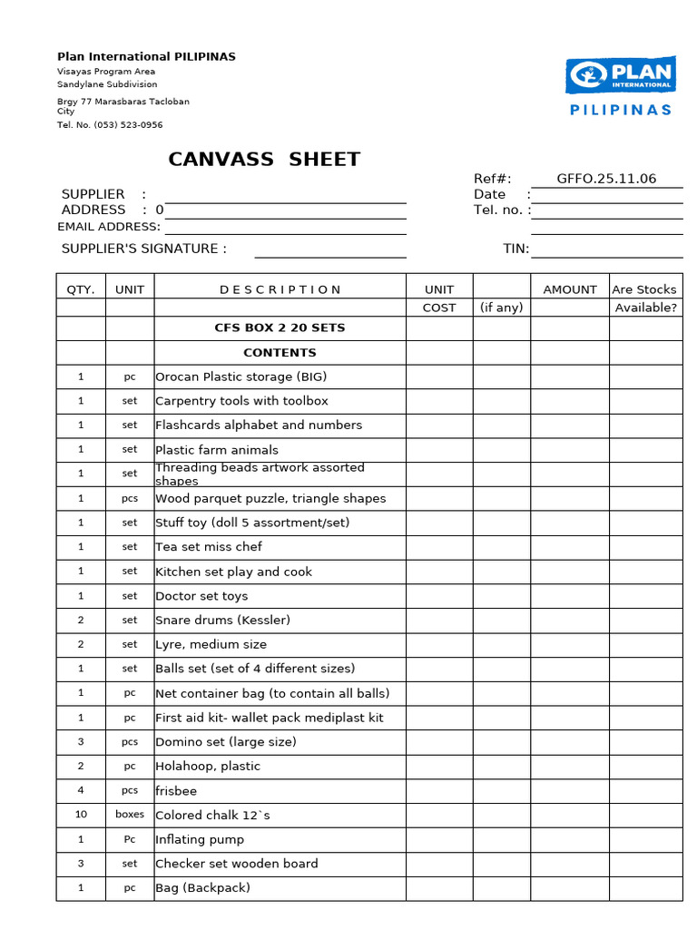Canvass - CFS KIt Box 2 | PDF