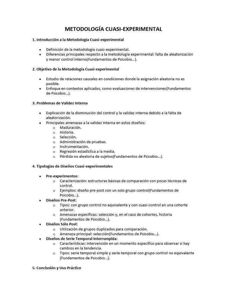 Metodología Cuasi-Experimental | PDF | Experimentar | Cognición