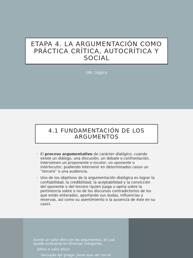 Lógica - Etapa 4. La Argumentación Como Práctica Crítica, Autocrítica y ...