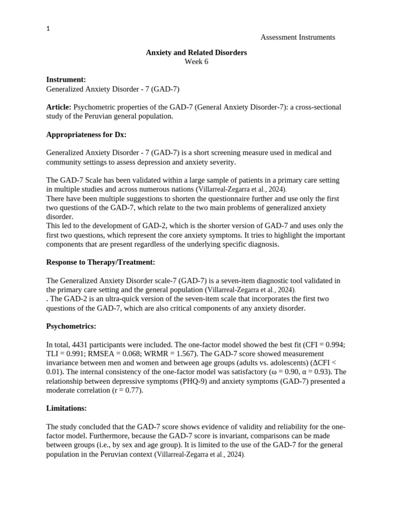 Journal_Assessment_Tool_Instruments_unit 6 | PDF | Mental Disorder ...