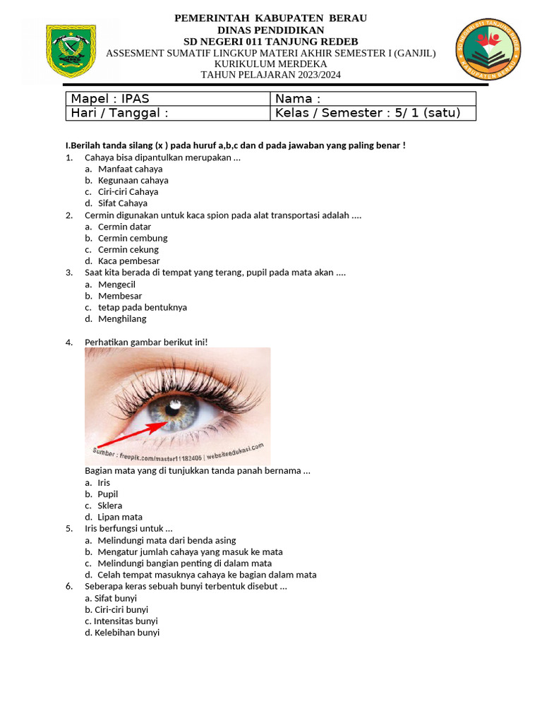 Soal Ipas Ikm Kelas 5 Sem.1 | PDF