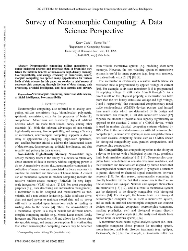 Neuromorphic Computing in Data Science | PDF | Artificial Neural Network | Deep Learning