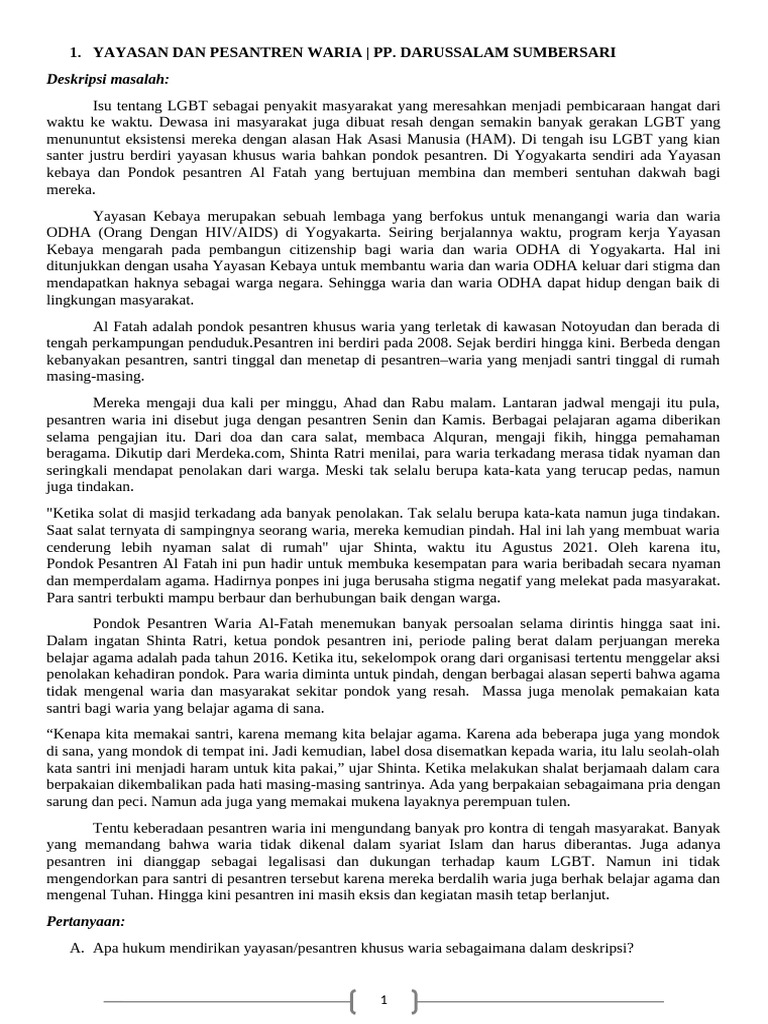 Yayasan Dan Pesantren Waria | PDF
