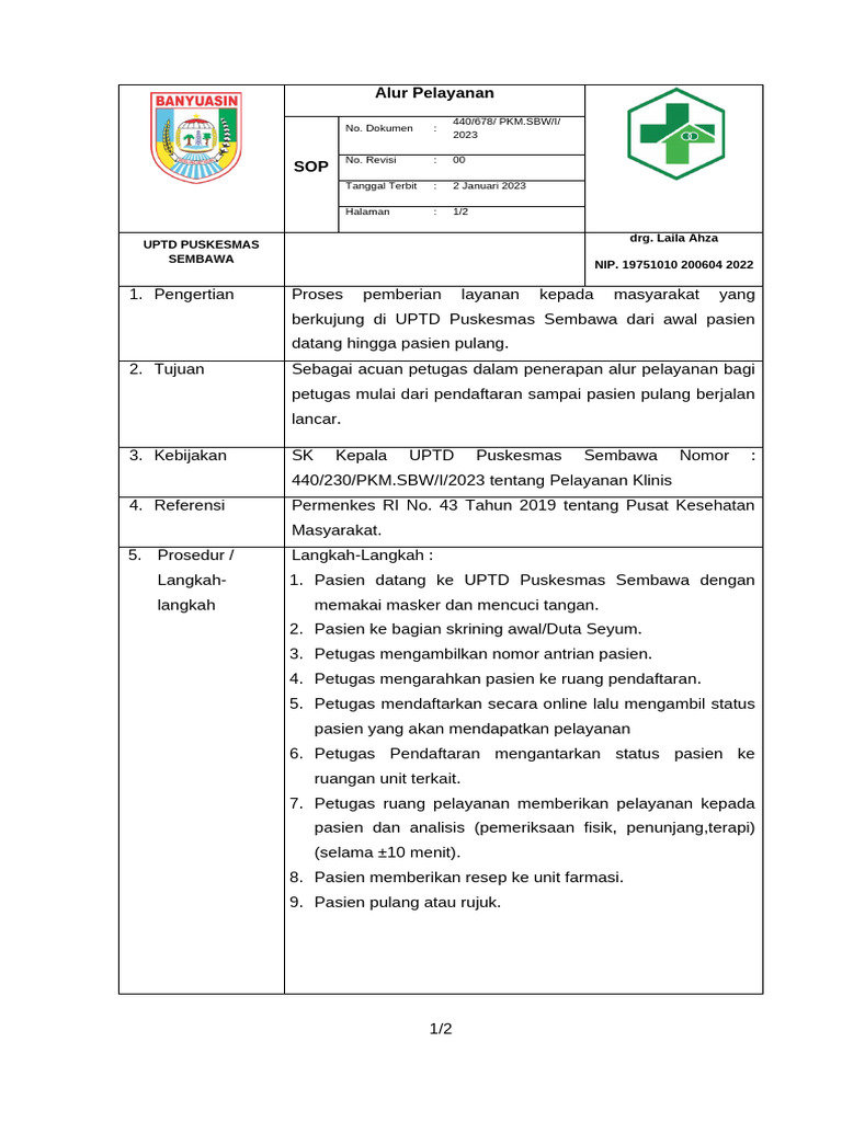 Sop Alur Pelayanan | PDF