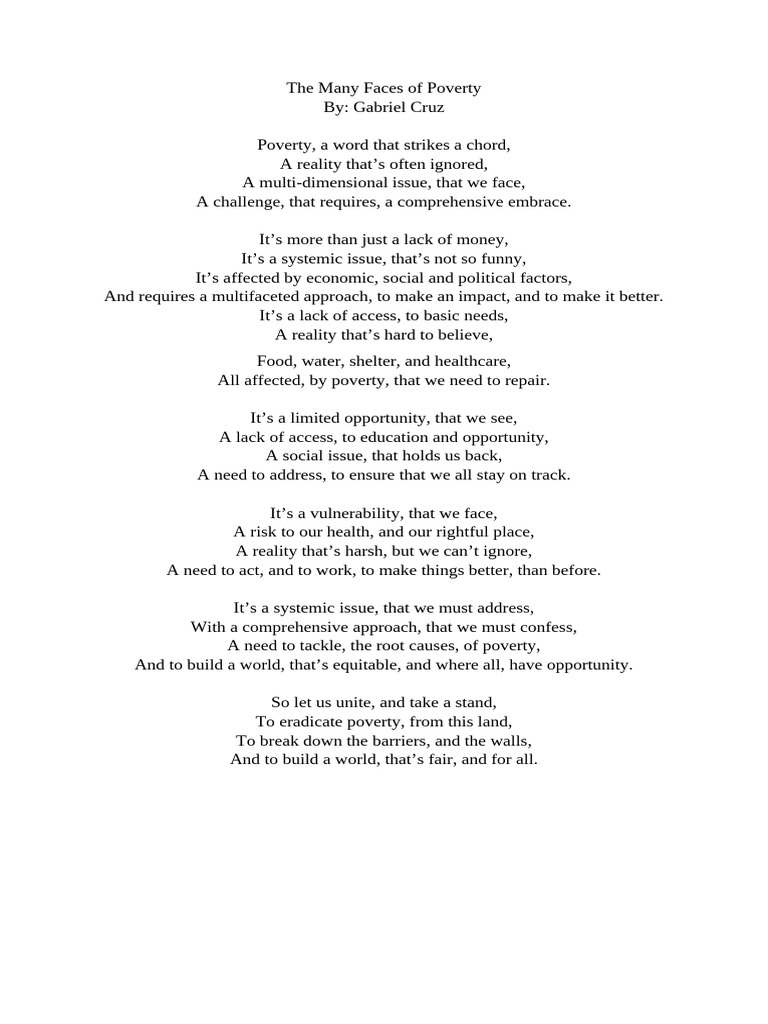 Understanding Poverty's Complex Faces | PDF | Poverty | Poverty ...