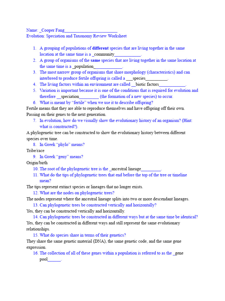 Speciation & Taxonomy Basics | PDF | Evolution | Phylogenetic Tree