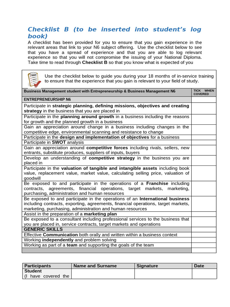 Checklist B EBM 6 FINAL | PDF | Valuation (Finance) | Marketing