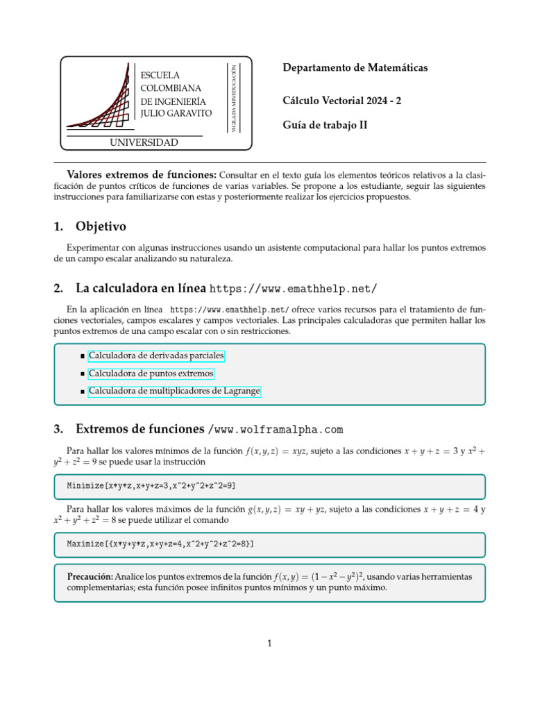 CALV Guia2 | PDF | Función (Matemáticas) | Vector Euclidiano