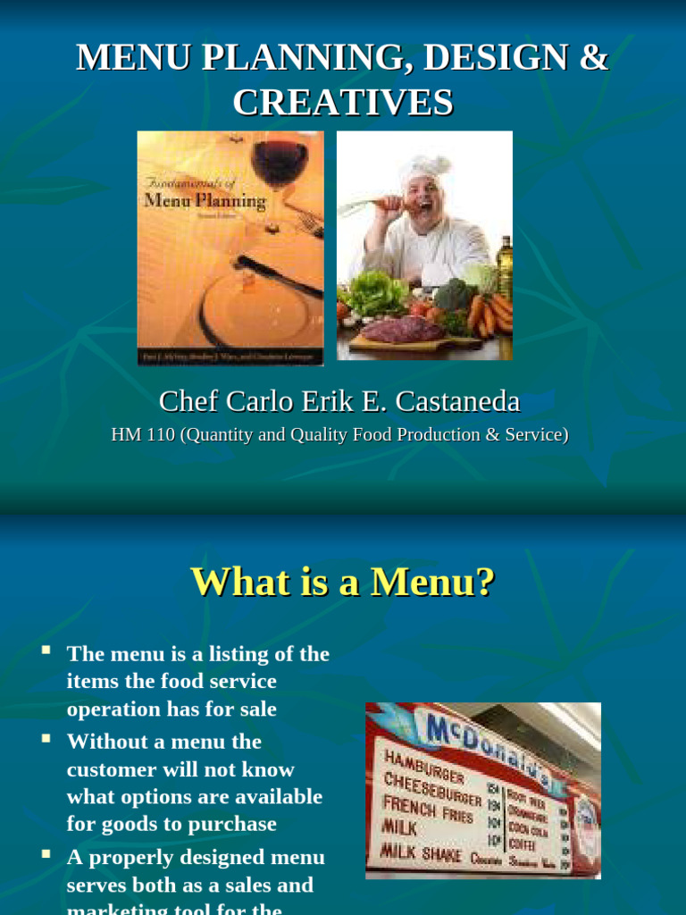 Menu Planning and Design Essentials | PDF | Menu | Diet (Nutrition)