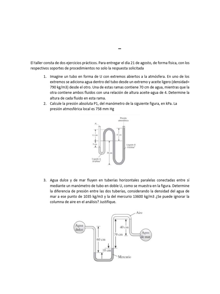 Ejercicios De Termodinámica I Taller 1 Pdf Hogar Jardinería Y