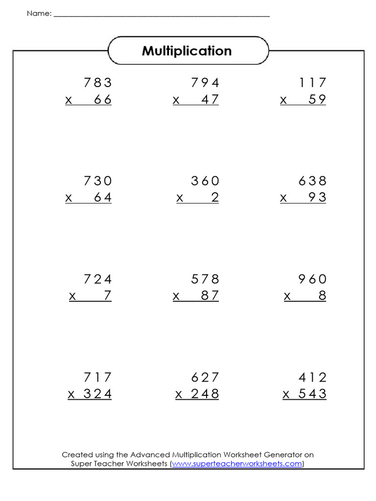 Super Teacher Worksheets Multiplication | PDF | Computers