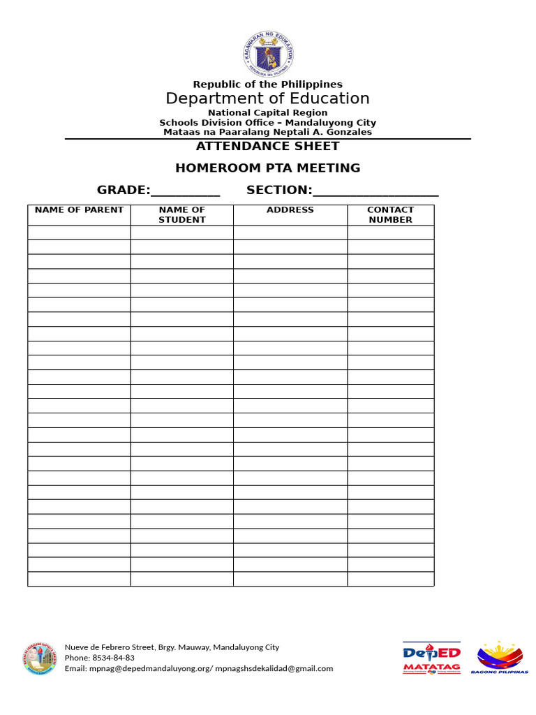 Hrpta Attendance Sheet and Officers Sheet | PDF