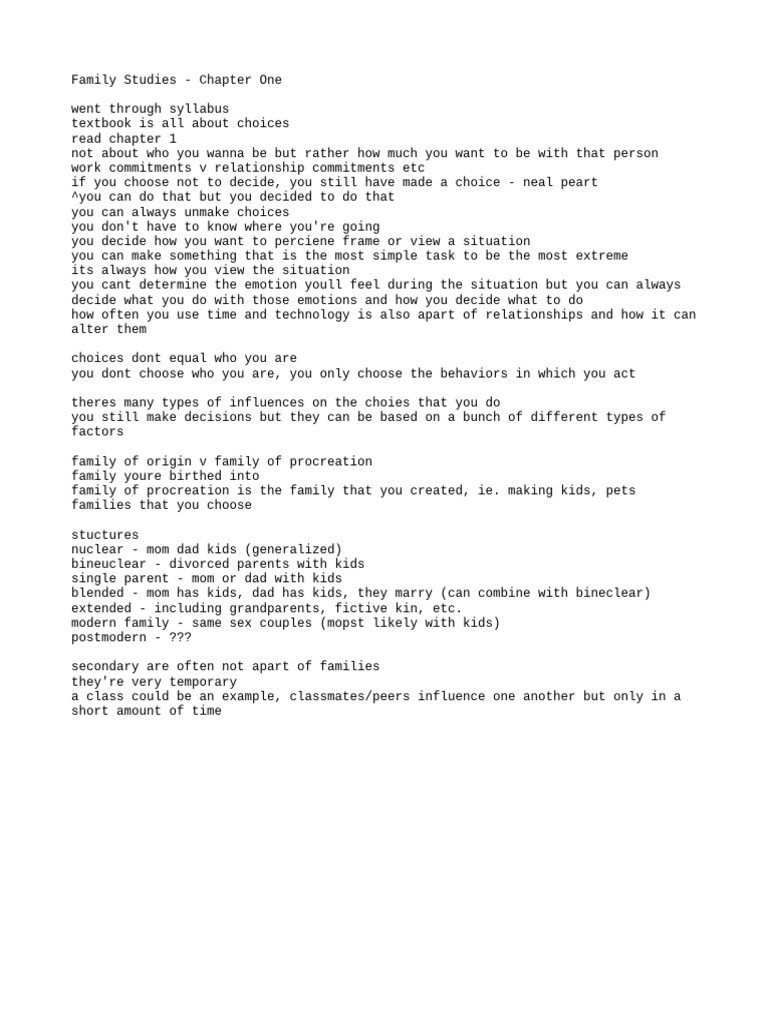 Family Studies - Chapter One | PDF