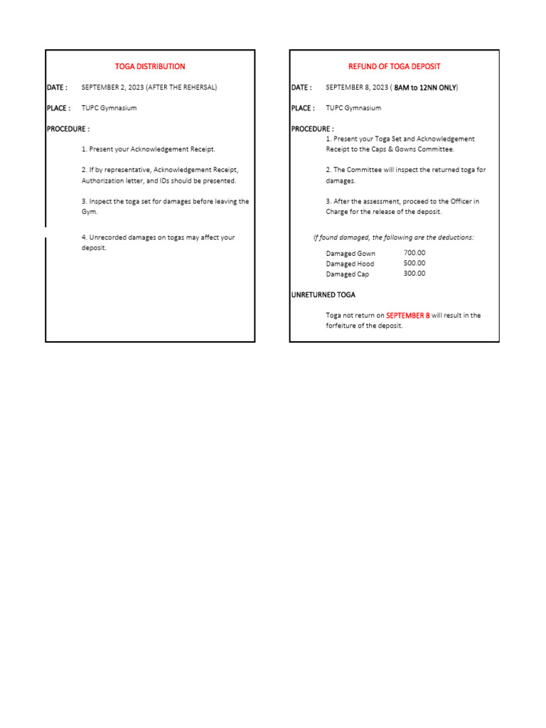 Toga Announcement | PDF