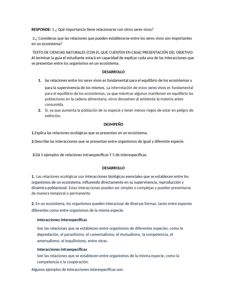 Interacciones Ecológicas en Ecosistemas | PDF | Ecología | Depredación