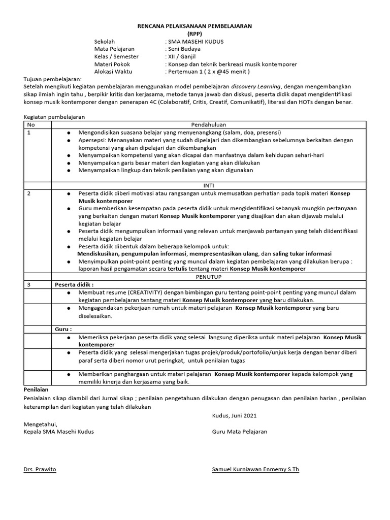 RPP Kelas XII 2021 | PDF