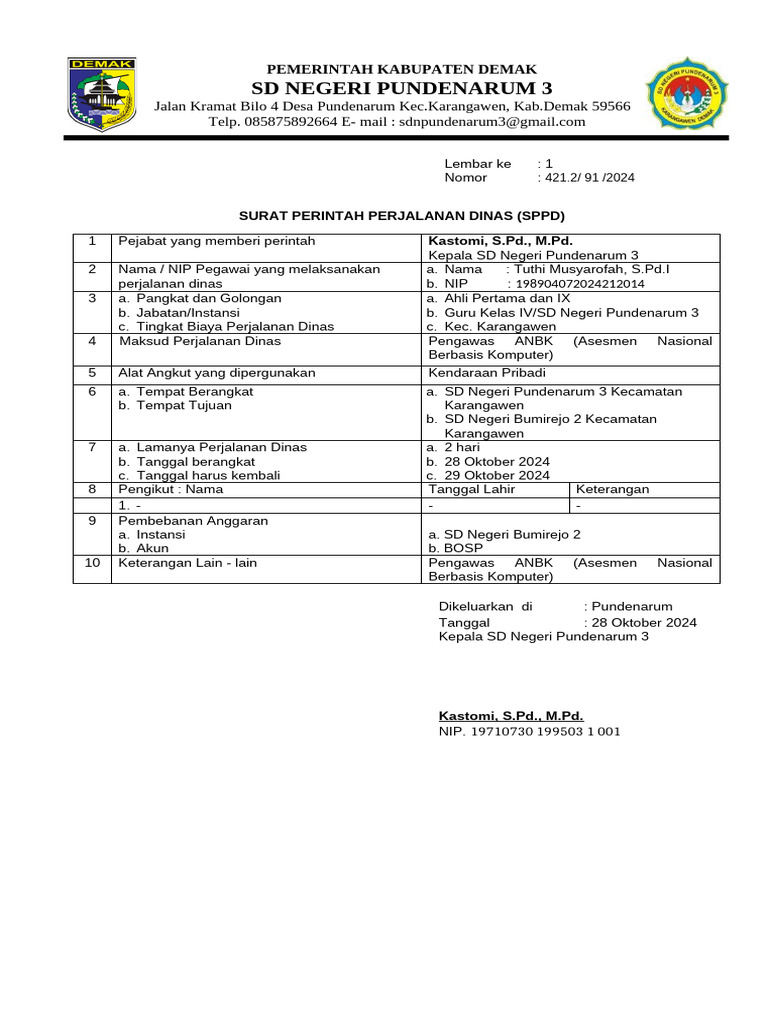 SPPD Dinas New | PDF