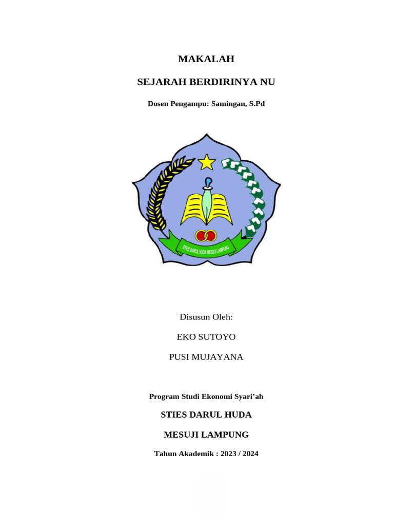 433506212-Makalah-Sejarah-Nu Eko Cover | PDF | Karier & Perkembangan ...
