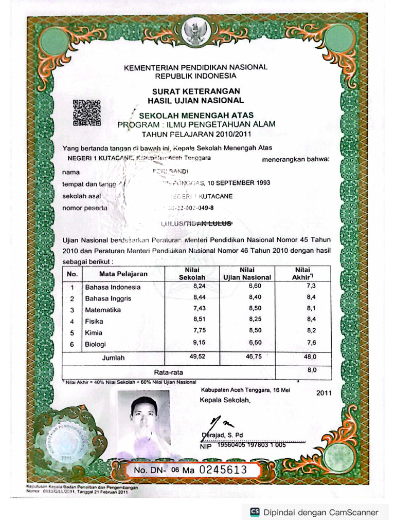 Transkip Nilai Sma | PDF