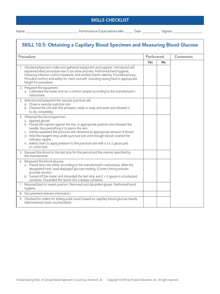 Nursing 3 Skills Checklist | PDF | Medical Specialties | Clinical Medicine