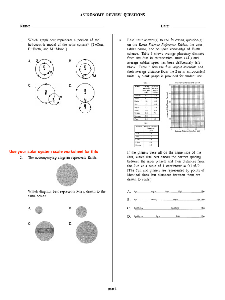 Astronomy Review Questions Guide | PDF | Planets | Solar System