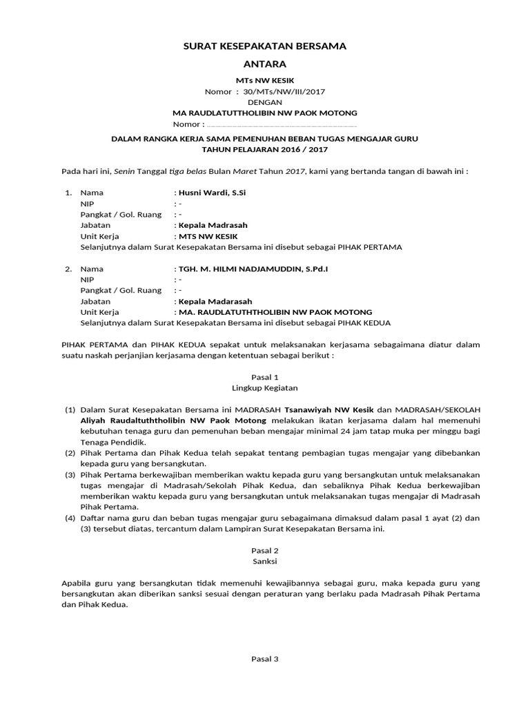 Format Surat Mou | PDF