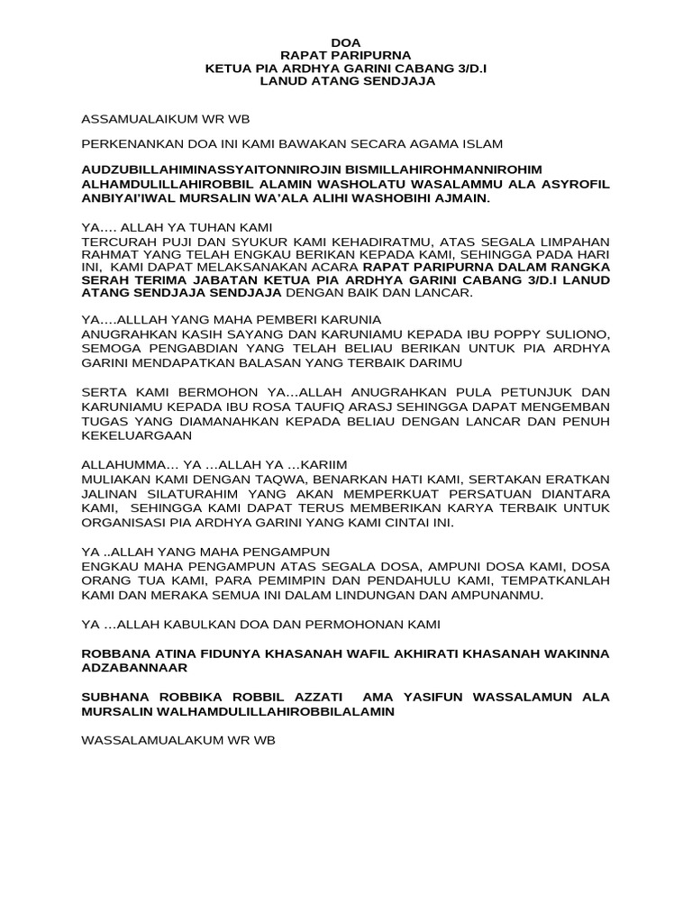 Doa Rapat Paripurna | PDF