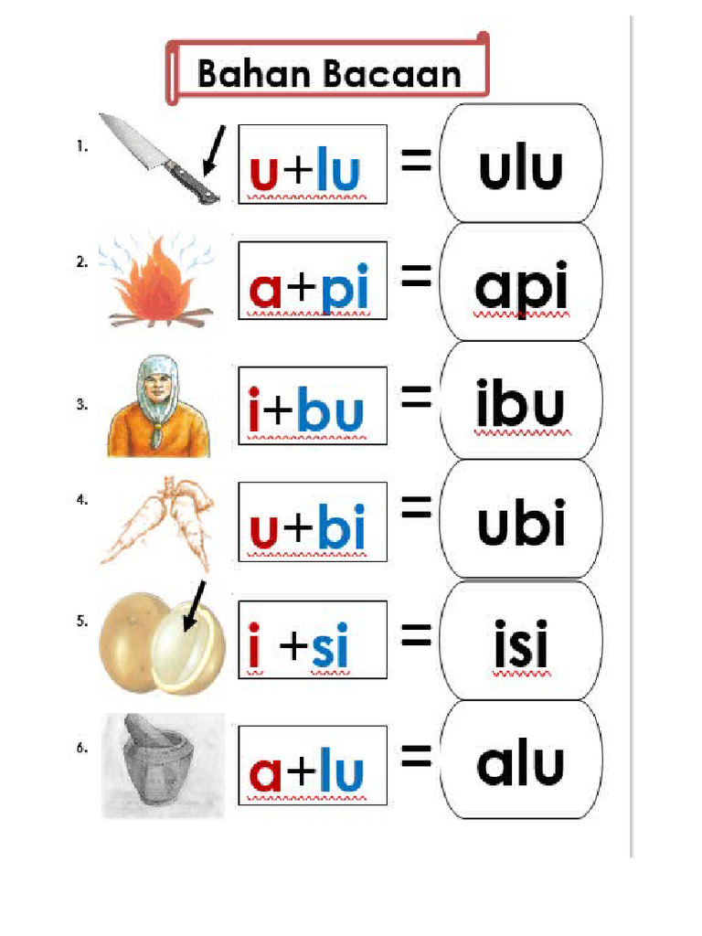 Bahan Bacaan Huruf Dan VKV KVK | PDF | Puisi | Seni & Disiplin Bahasa