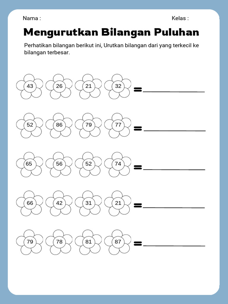 Mengurutkan Bilangan Puluhan Kelas 2 | PDF