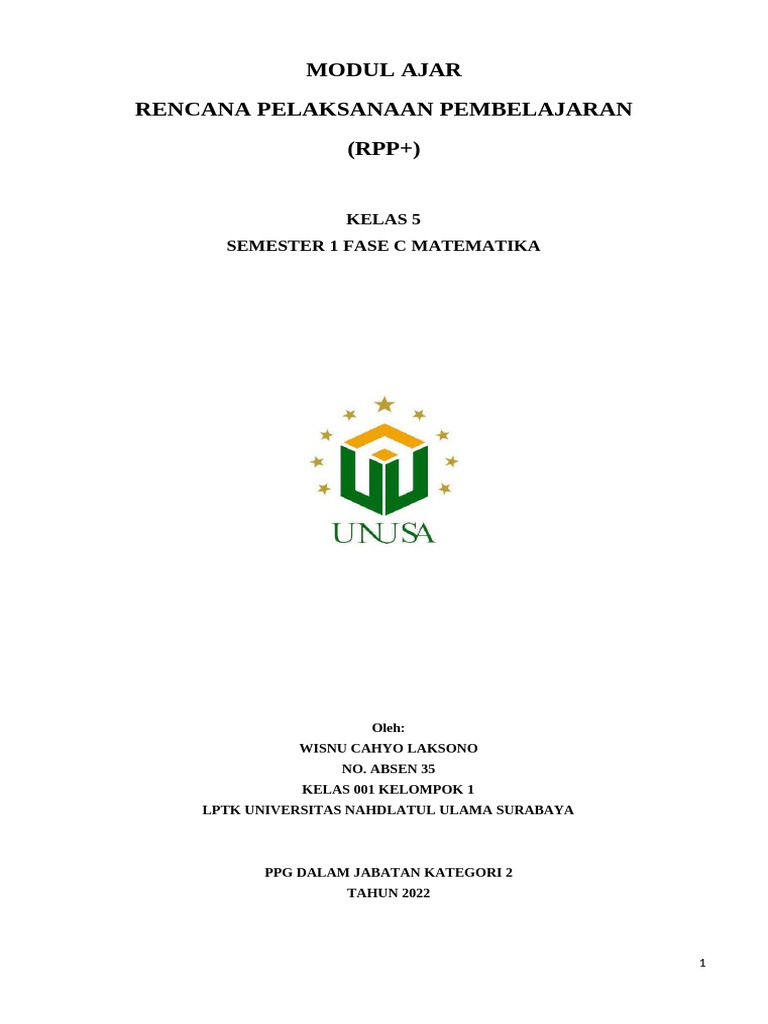 Modul Ajar Mtk. Oke | PDF