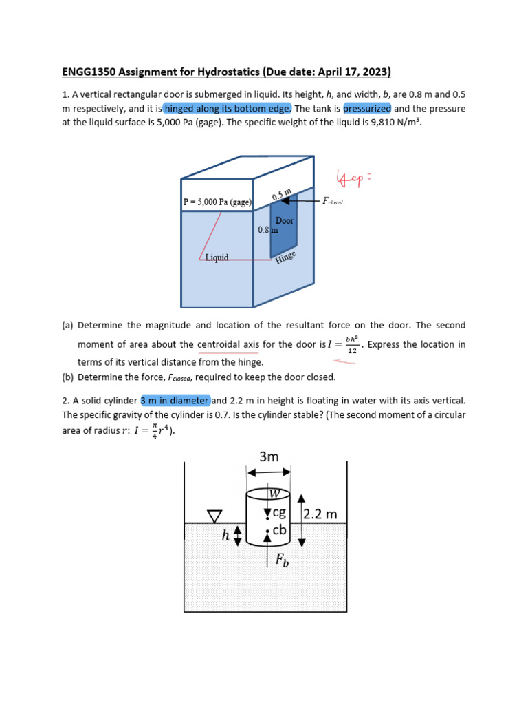 Hydrostatics Assignment Guide | PDF | Teaching Methods & Materials | Home & Garden