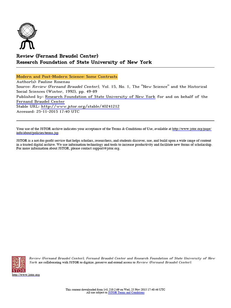 Pauline Rosenau (1992) - Modern and Post-Modern Science - Some ...