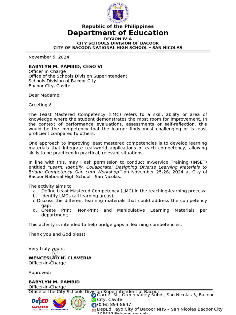 INSET Session Guide and Matrix | PDF | Learning | Cognition